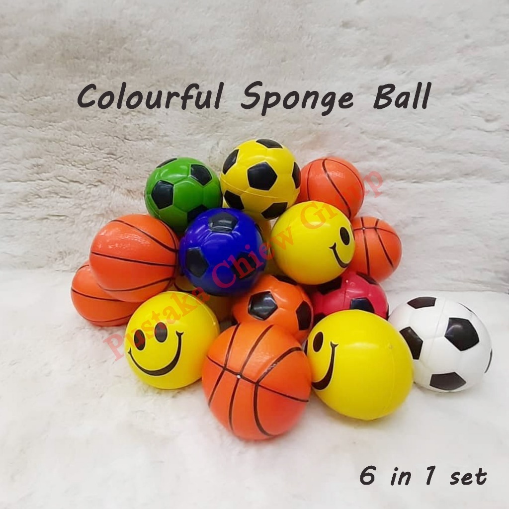 6 in 1 Soft Ball / Colourful Sponge Ball / Sponge ball kid /Bola sponge ...