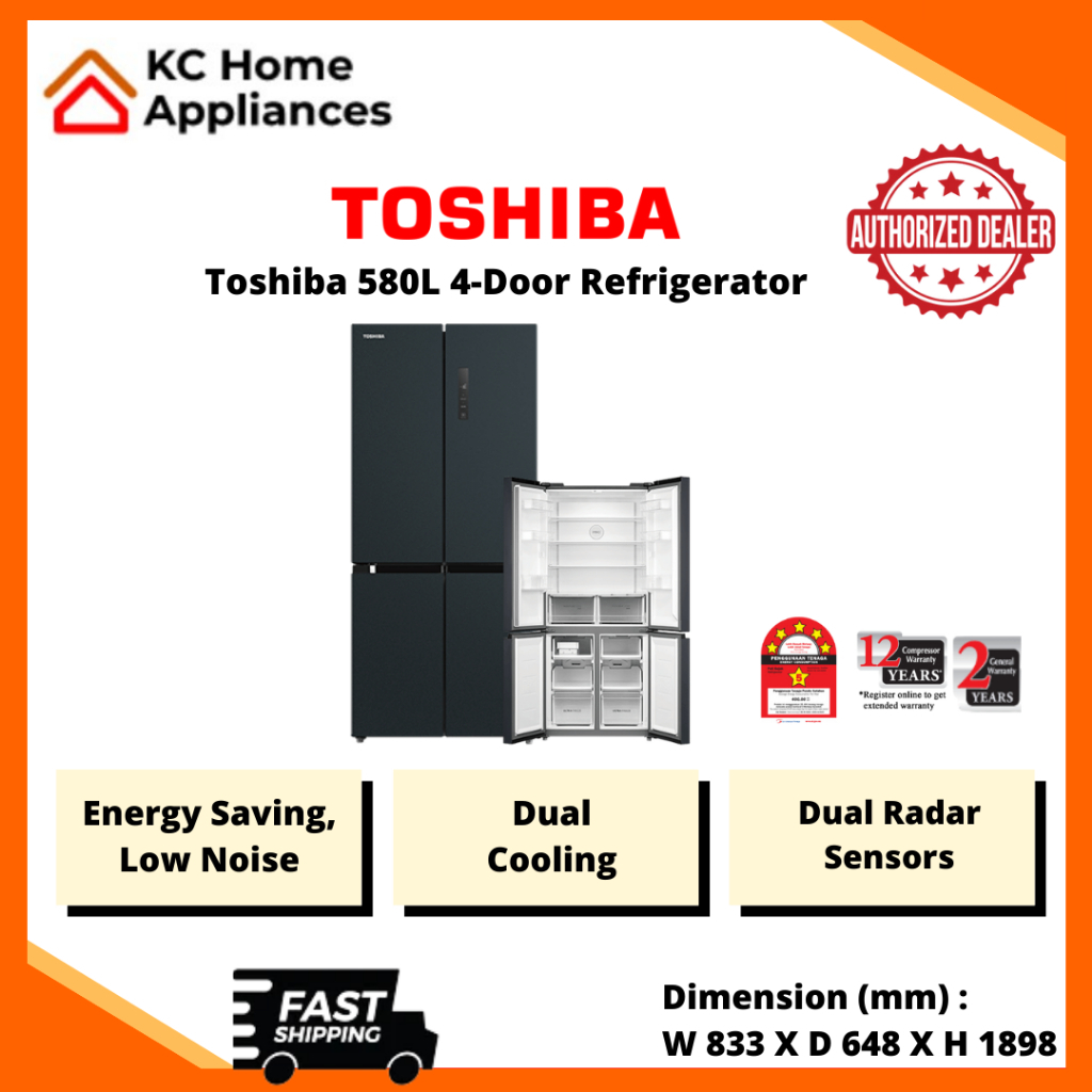 Toshiba 580L 4Door Fridge | Origin Inverter | GR-RF608WI-PMY(52) | 2 ...
