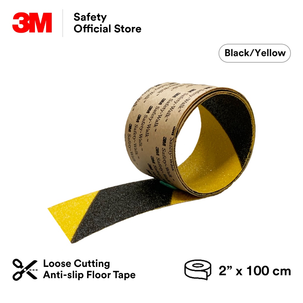3M™ 613 Safety-Walk Black & Yellow Anti Slip Floor Tape/ Slip & Weather Resistant/ [2 inch x 1 m ...