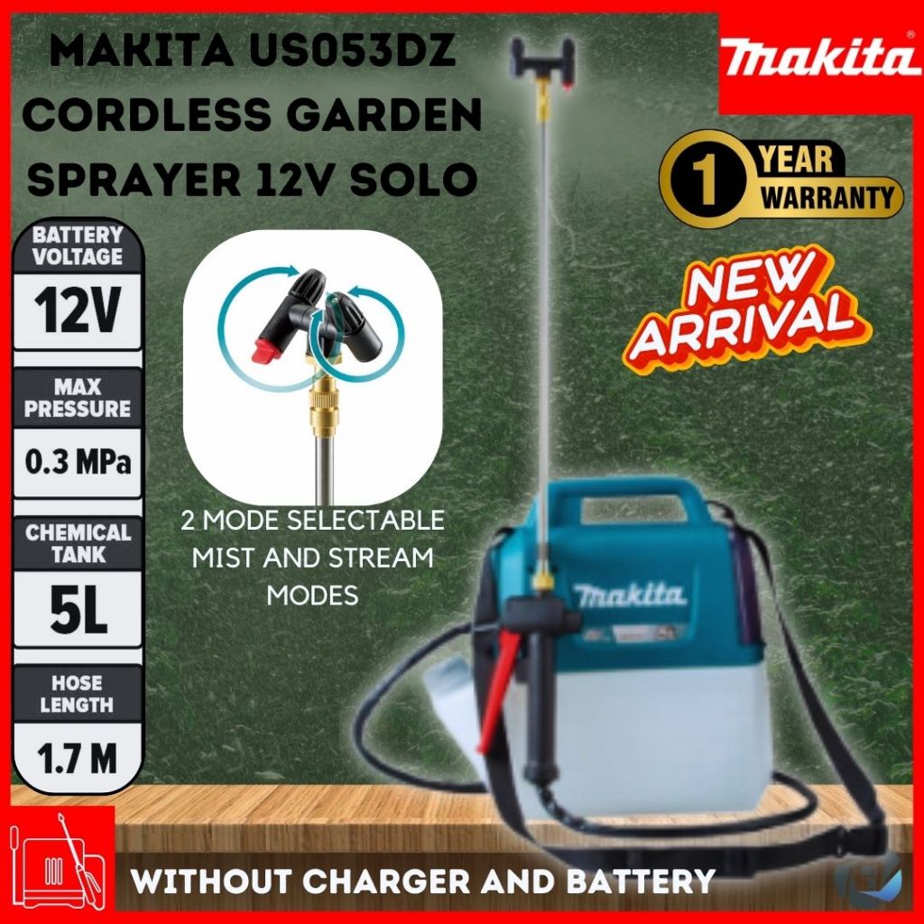 MAKITA US053DZ CORDLESS GARDEN SPRAYER 12V | 0.3MPA | 5L TANK | 0.5-07M ...