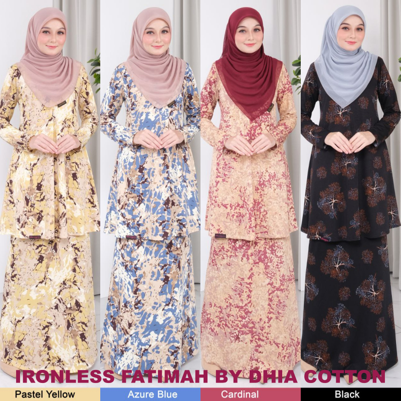 NEW RELEASE CORAK RAYA 2024 KURUNG IRONLESS FATIMAH BY DHIA COTTON ...