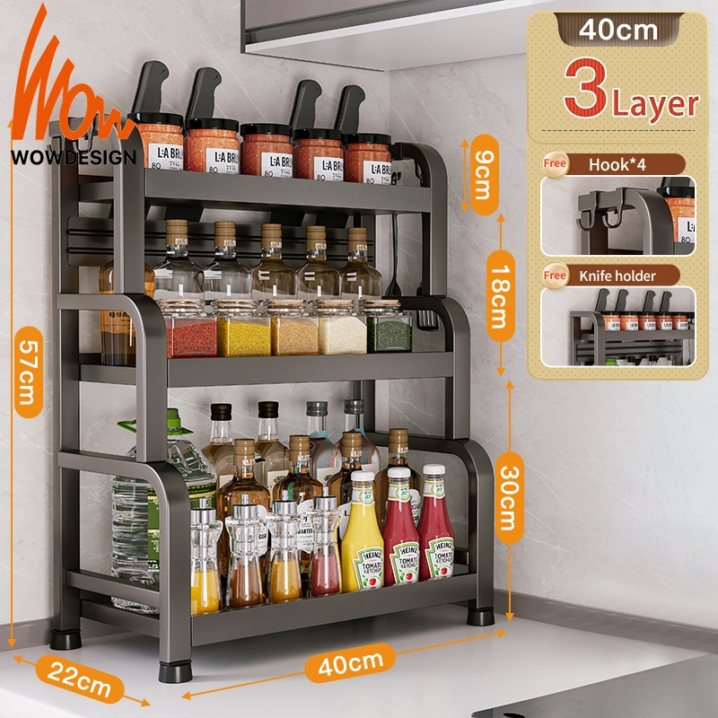 Kitchen Storage Rack Spice Rack Kitchen Rak Rempah Rak Serbaguna ...