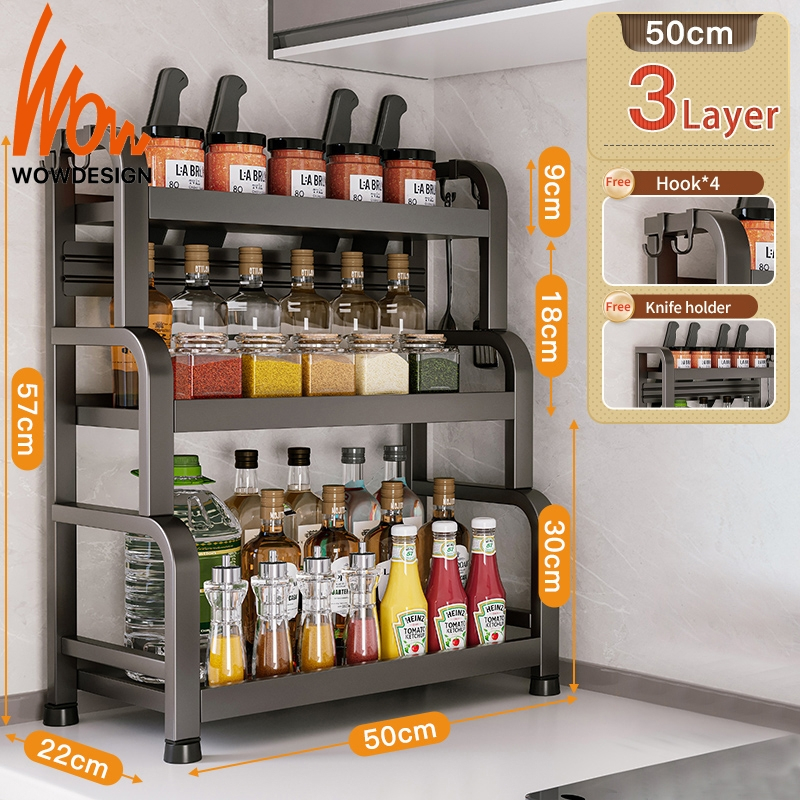 Kitchen Storage Rack Spice Rack Kitchen Rak Rempah Rak Serbaguna ...