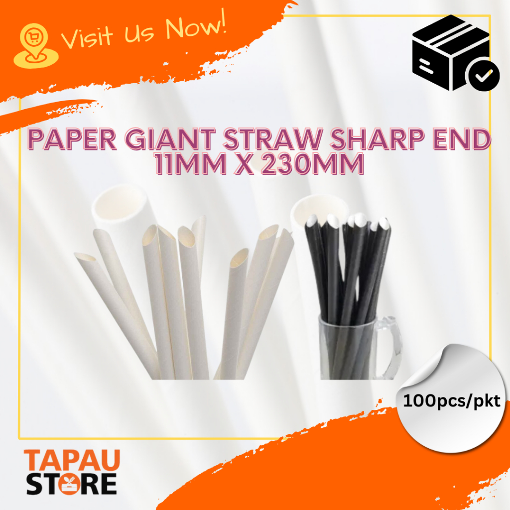 (100PCS) Paper Giant Straw Sharp End 11mm x 230mm | Shopee Malaysia