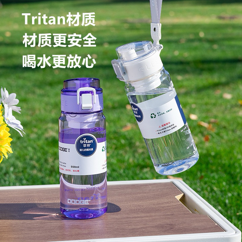 DODGE tritan water bottle with lanyard BPA-free bottles 550ml air botol sport gym 便携式不含BPA水瓶 水壶 ...