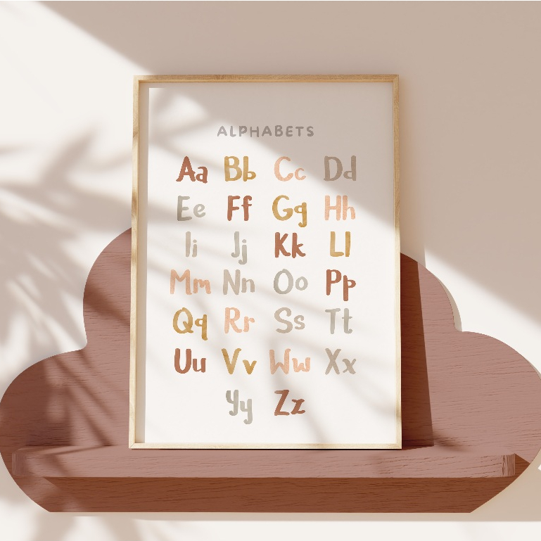 Learning Big & Small Alphabet ABC Poster with frame in Terracotta theme ...