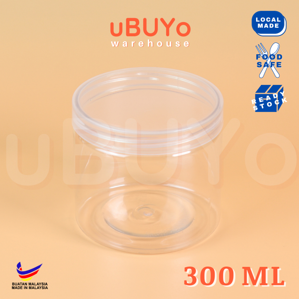 Balang Plastik 300ml + Stopper Kedap Udara - Balang Kuih Raya Bekas Rempah ChocoJar | Shopee ...