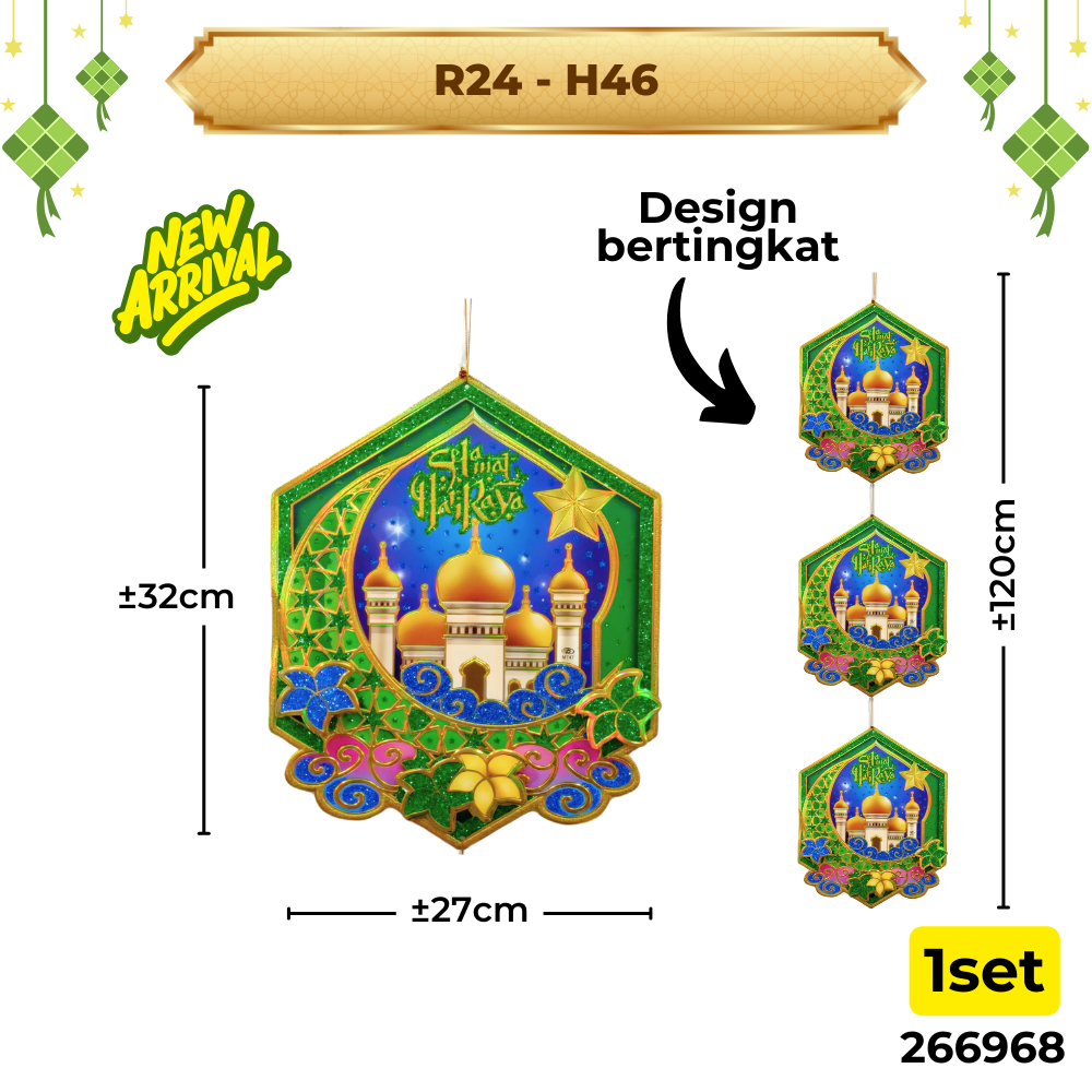 SUPERSAVE Hari Raya Wall Decoration Ceiling Glitter Hanging Deco Rumah ...