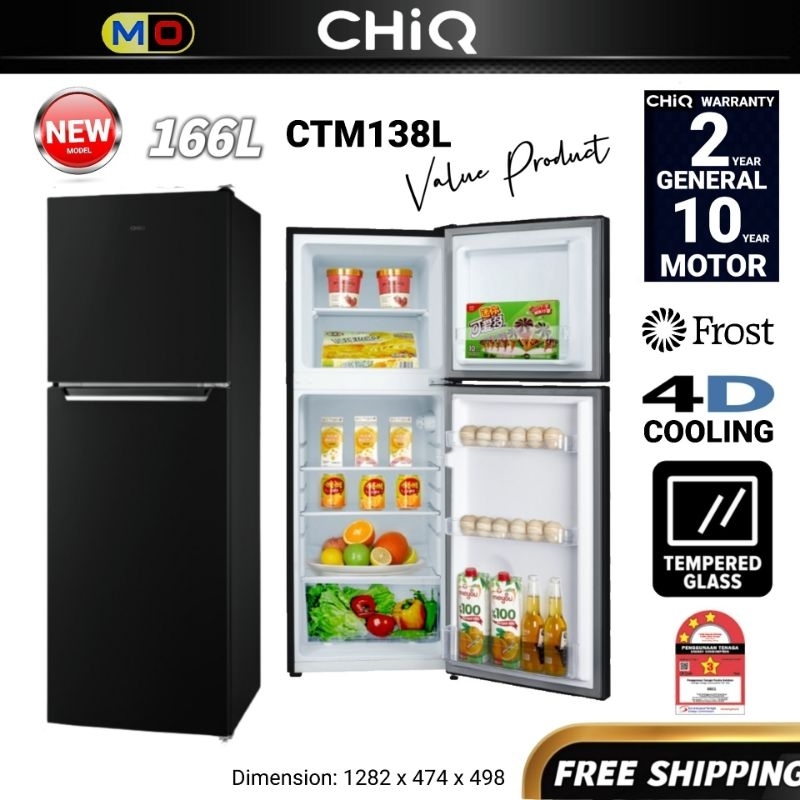 [FREE SHIPPING] CHiQ Fridge 2 Door Refrigerator (166L) CTM138L 2 Door ...