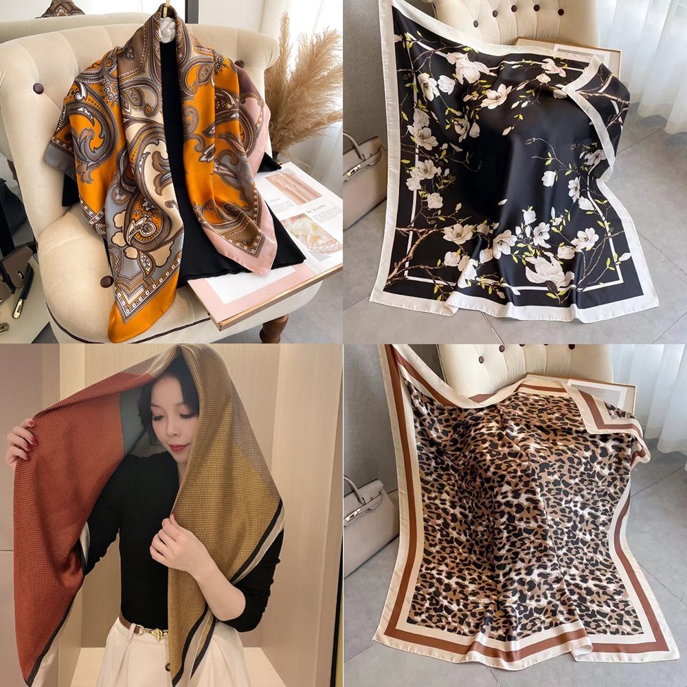 Tudung bawal satin bidang 45 corak square hijab silk printed tudung ...