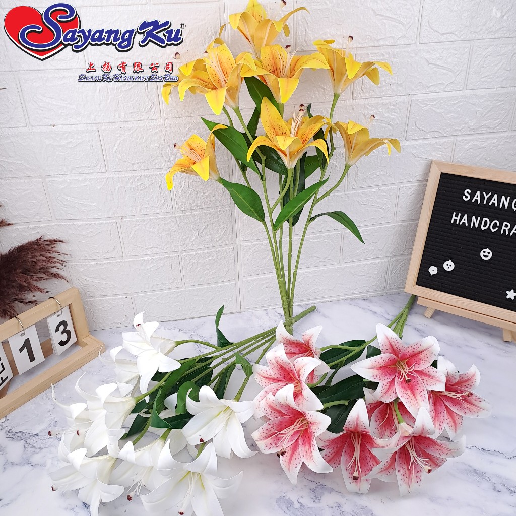 Tiger Lily Artificial Flower (1 Tangkai 9 Kuntum Bunga) Dulang Supplies ...