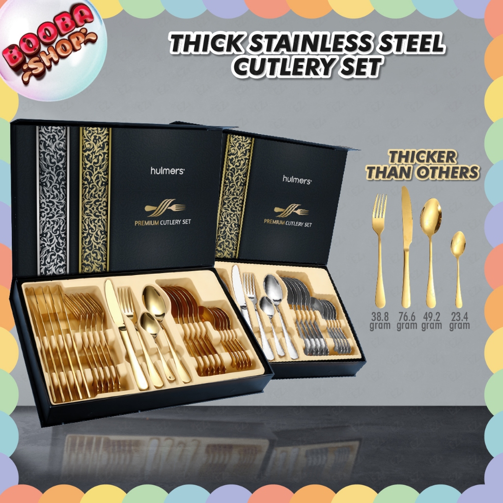 Booba Shop - Stainless Steel Cutlery Set Steak Knife Fork and Spoon ...