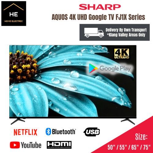 Sharp 50" / 55" / 65" / 75" INCH AQUOS FJ1X Series 4K UHD Android Smart TV 4TC50FJ1X 4TC65FJ1X ...