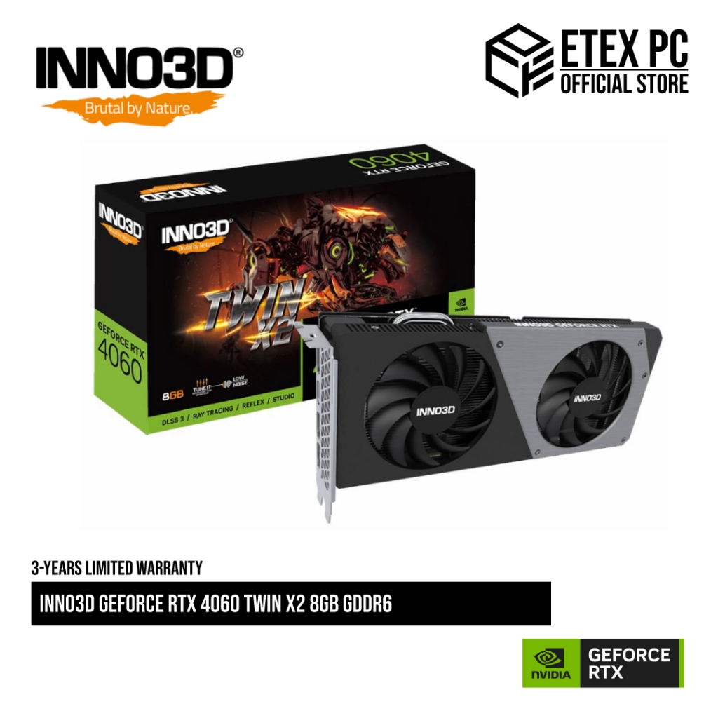 INNO3D GeForce RTX 4060 Twin X2 8GB GDDR6 # N40602-08D6-173051N | Shopee Malaysia