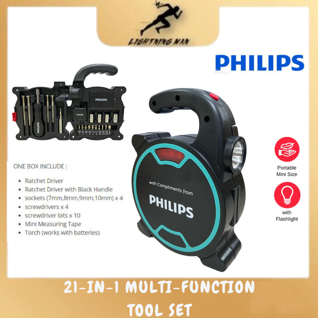 Philips 21-IN-1 Portable Multi-Function Mini Tool Set | ZC1218 Ratchet ...
