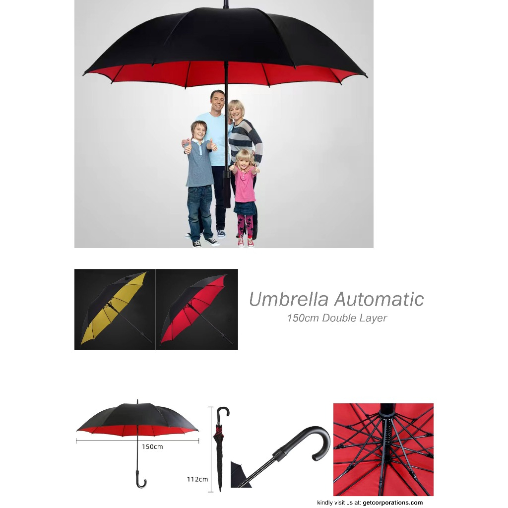 Home Ideas Elite Umbrella Anti UV Double Layer with Automatic XXL Size 155cm 3 4 person H18