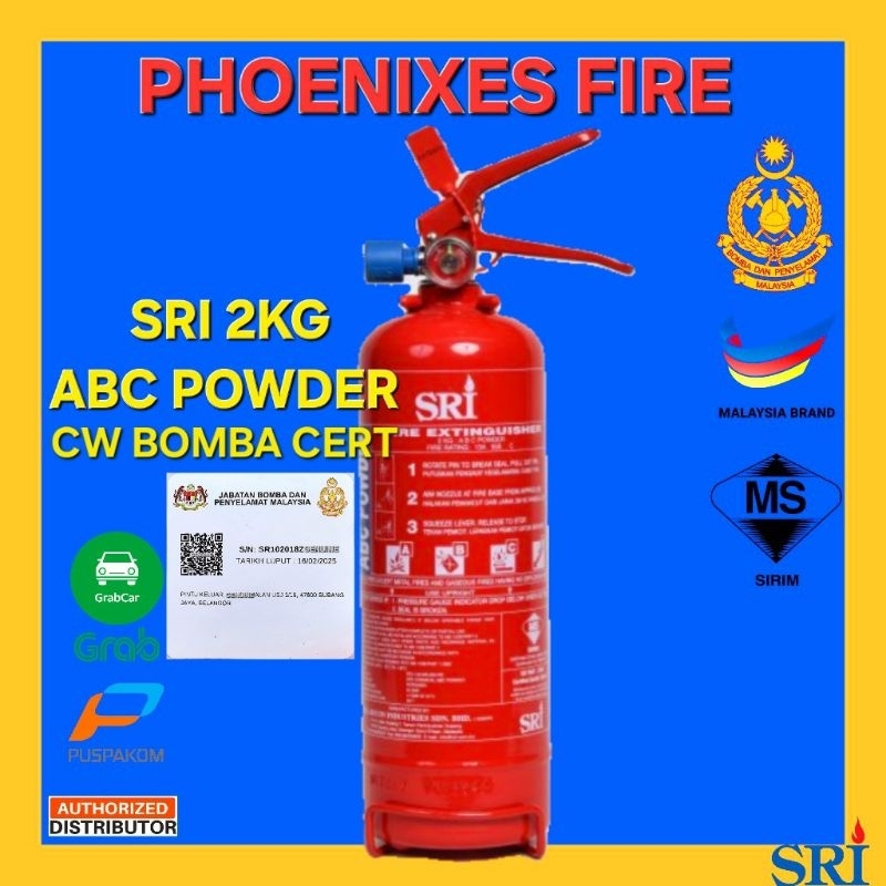 SRI 2 KG ABC FIRE EXTINGUISHER CW BOMBA CERTIFICATE | Shopee Malaysia