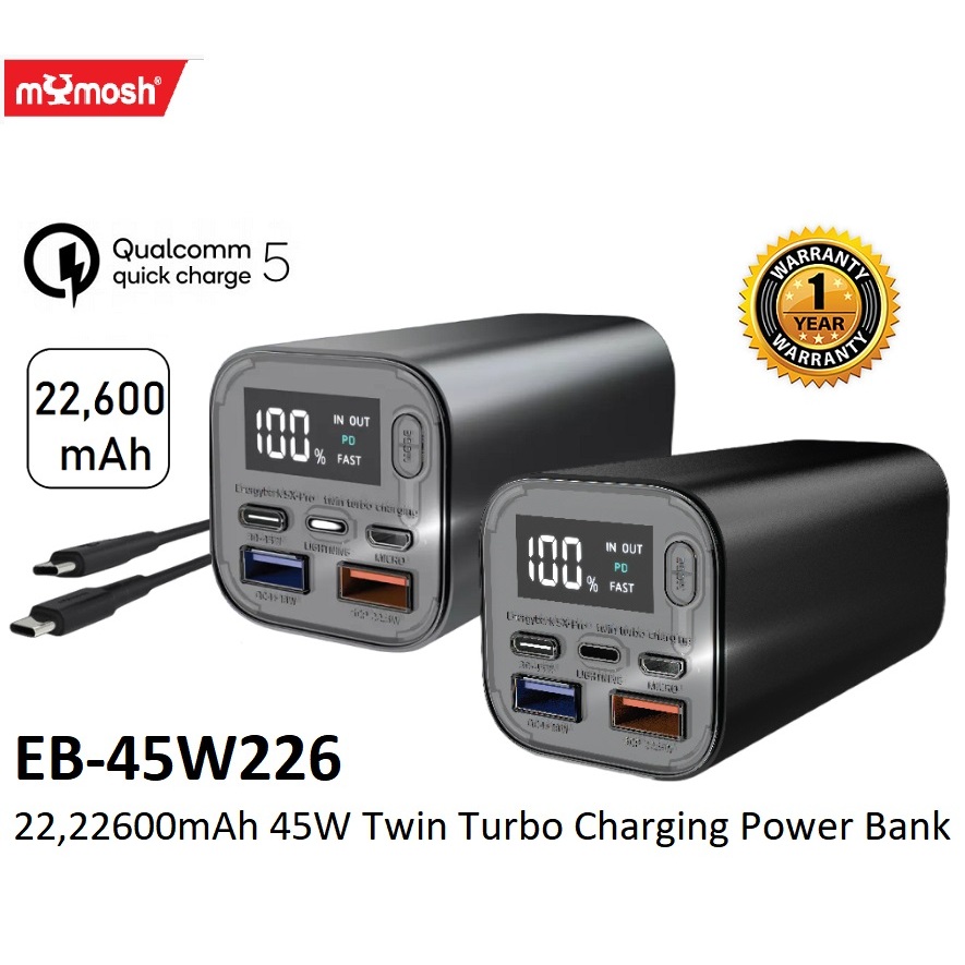 MyMosh 22600mAh 45W Twin Turbo Charging Power Bank Energybank with ...