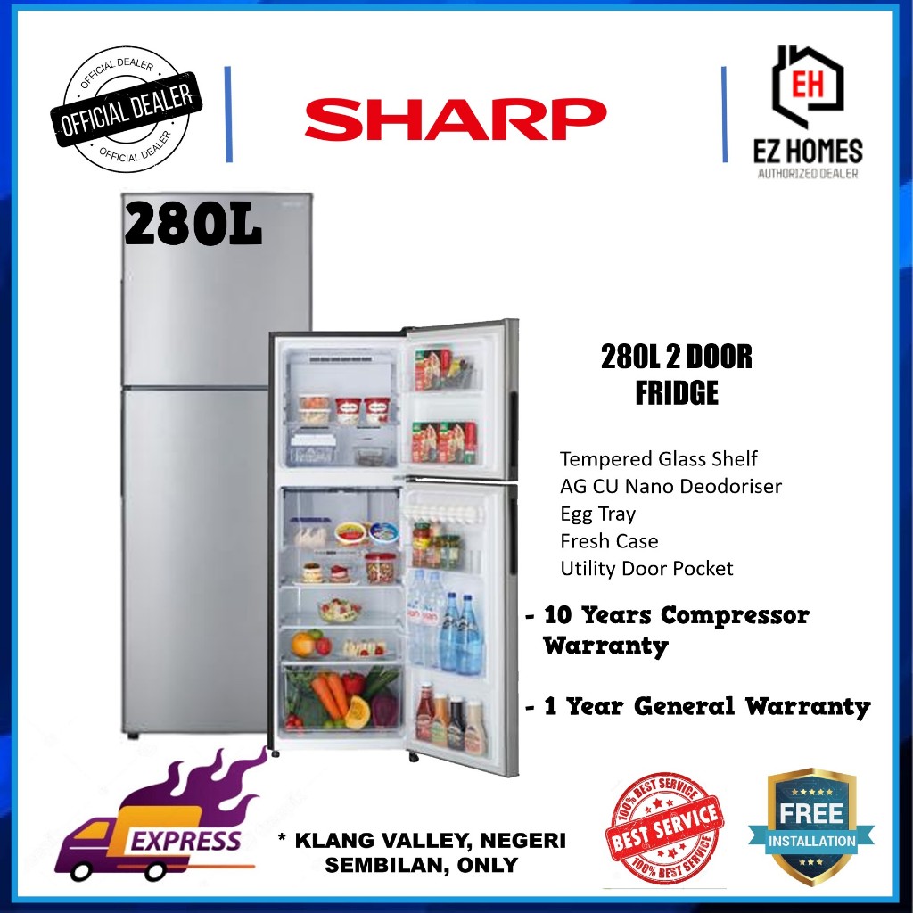 Sharp Fridge Refrigerator (280 L) SJ285MSS - Non-Inverter | Shopee Malaysia