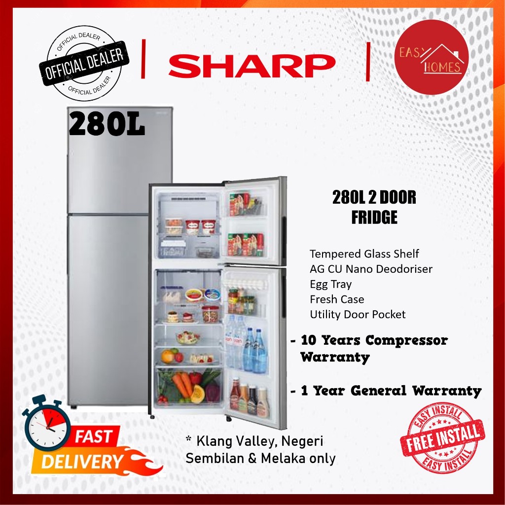 Sharp Fridge Refrigerator (280 L) SJ285MSS - Non-Inverter | Shopee Malaysia