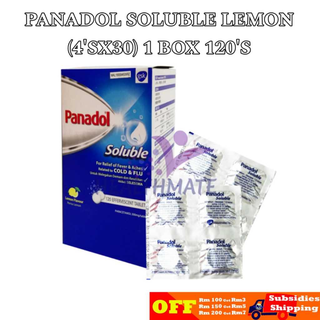 Panadol Soluble Lemon Flavour (1BOX 30'Strips =120'S) | Shopee Malaysia