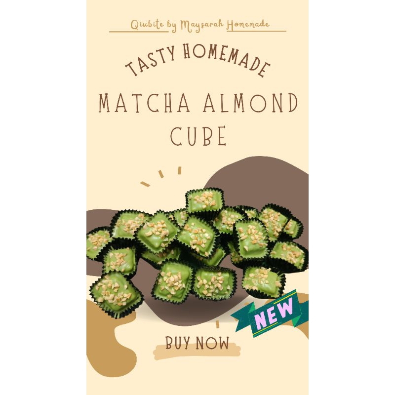 Matcha Almond Cube_Qiubites by Maysarah Homemade | Shopee Malaysia
