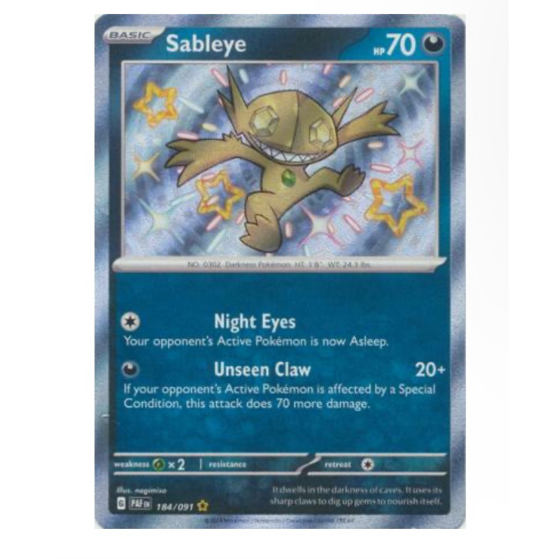 Pokemon TCG - Scarlet & Violet | Paldean Fates | Sableye - 184/091 ...