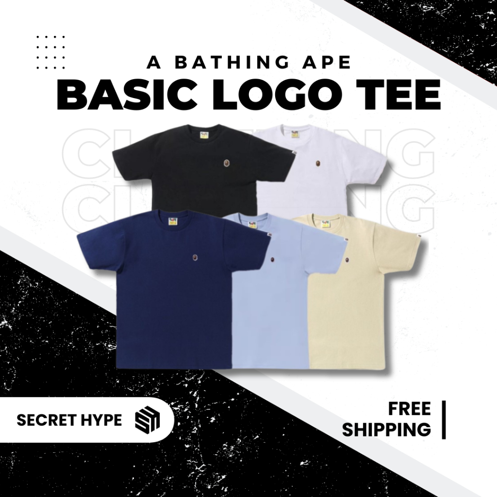 A Bathing Ape Bape Basic Logo Ape Head One Point Tee Unisex Fashion ...