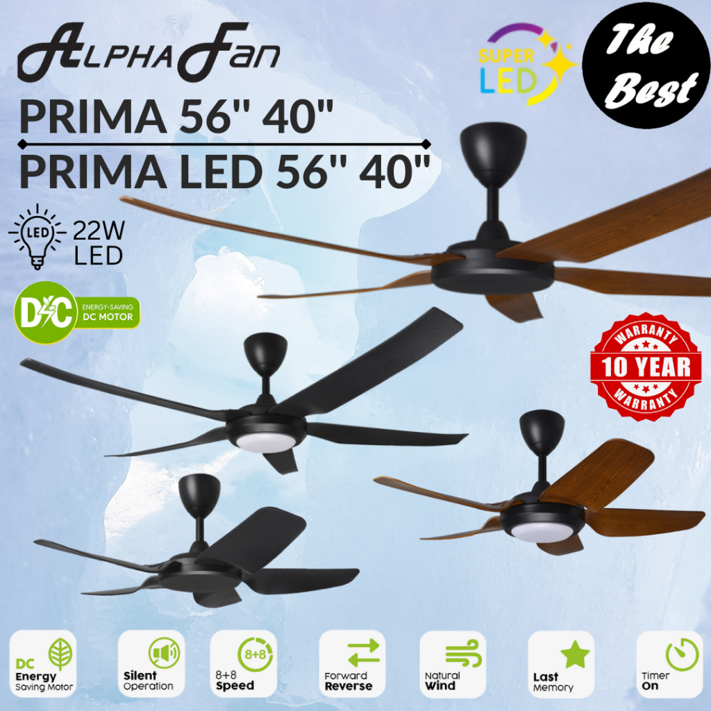 Alpha Fan PRIMA 5B LED / Non LED 56 40 Inches DC Motor 3C LED 8F+8R ...