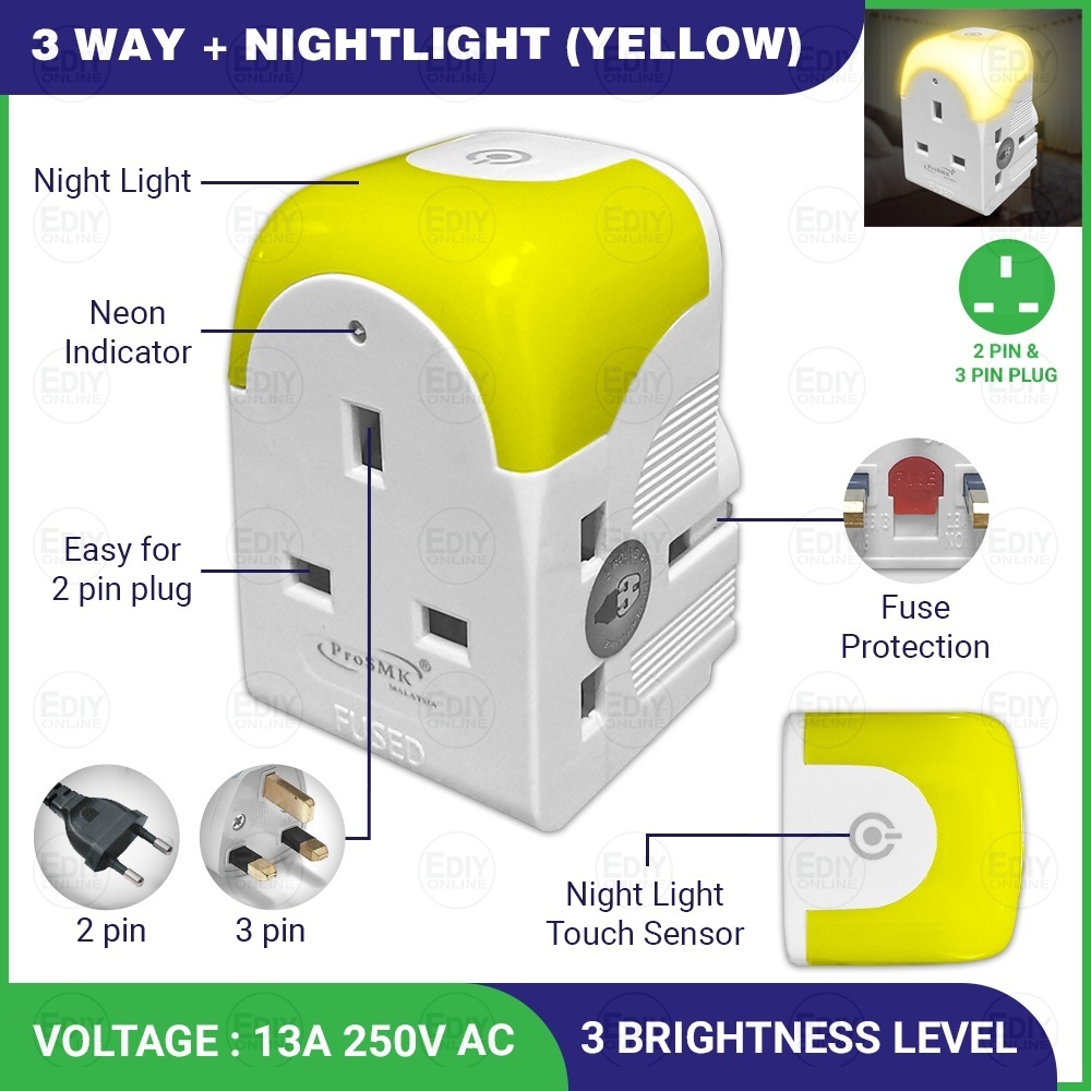 3 WAY ADAPTOR ADAPTER SWITCH USB SOCKET OUTLET PLUG EXTENSION WALL ...