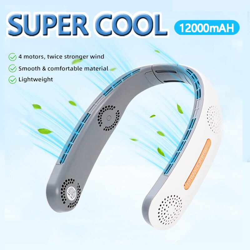 Portable Mini Neck fan USB rechargeable 4-speed adjustable bladeless ...