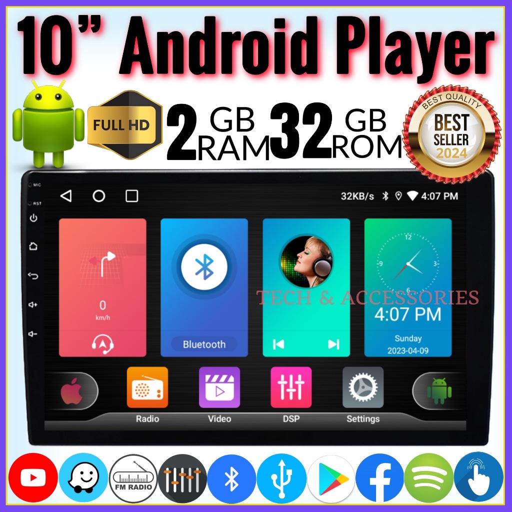 Car Android Player 10" inch Best Quality 8163 2GB RAM+32GB Full HD IPS ...