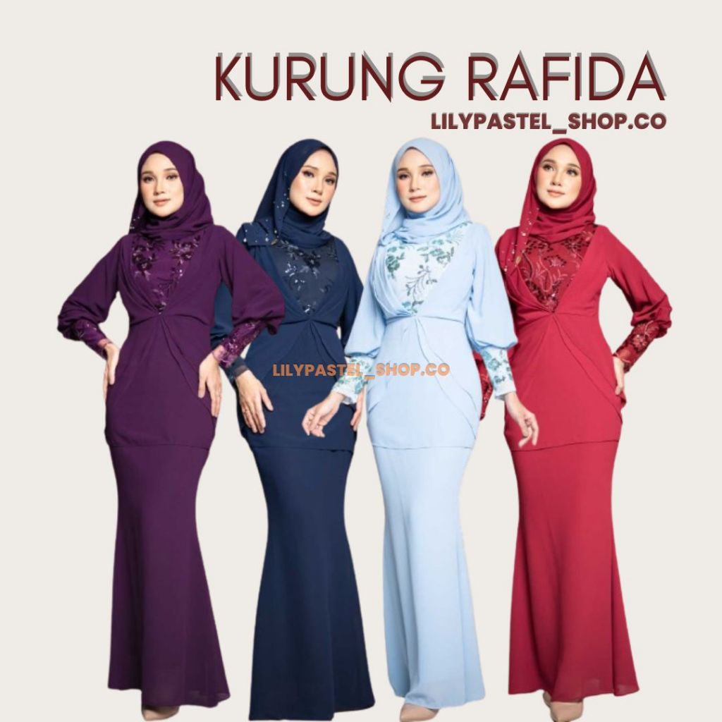 READY STOCK- Rafida Kurung Premium Chiffon Georgette with Full Lining ...