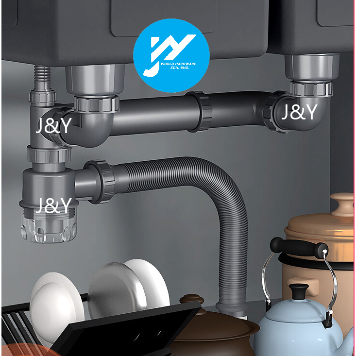 2 1/2”x 1 1/2” Double Anti-Odor Wash Basin Pipe Plumbing in Kitchen ...