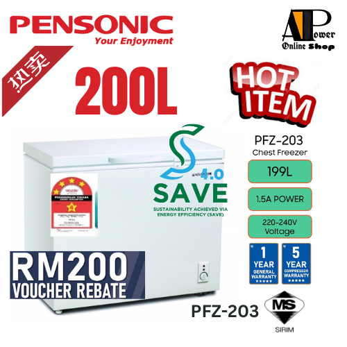 Pensonic Chest Freezer 200L PEN-PFZ202 ./NEW MODEL PFZ-203G | Shopee ...
