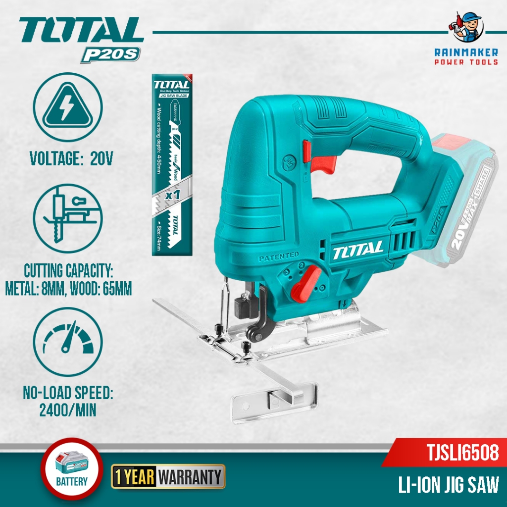 TOTAL Li-ion Jig Saw with 4 Stage Pendulum & 45 Degree Bevel + FREE 1 ...