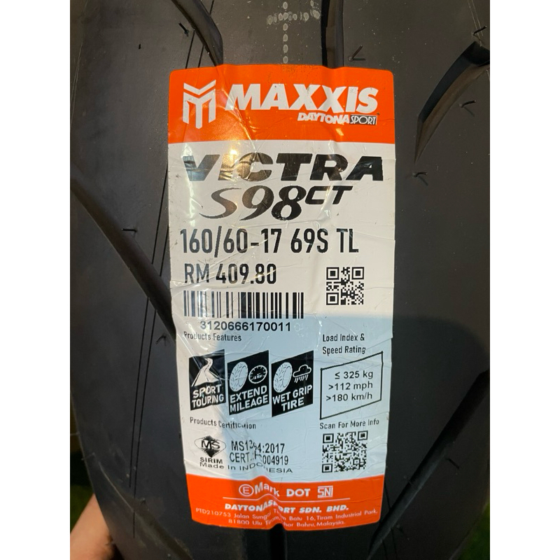 Maxxis Victra S98 ct 160/60-17 touring tyre tubeless 2024 | Shopee Malaysia