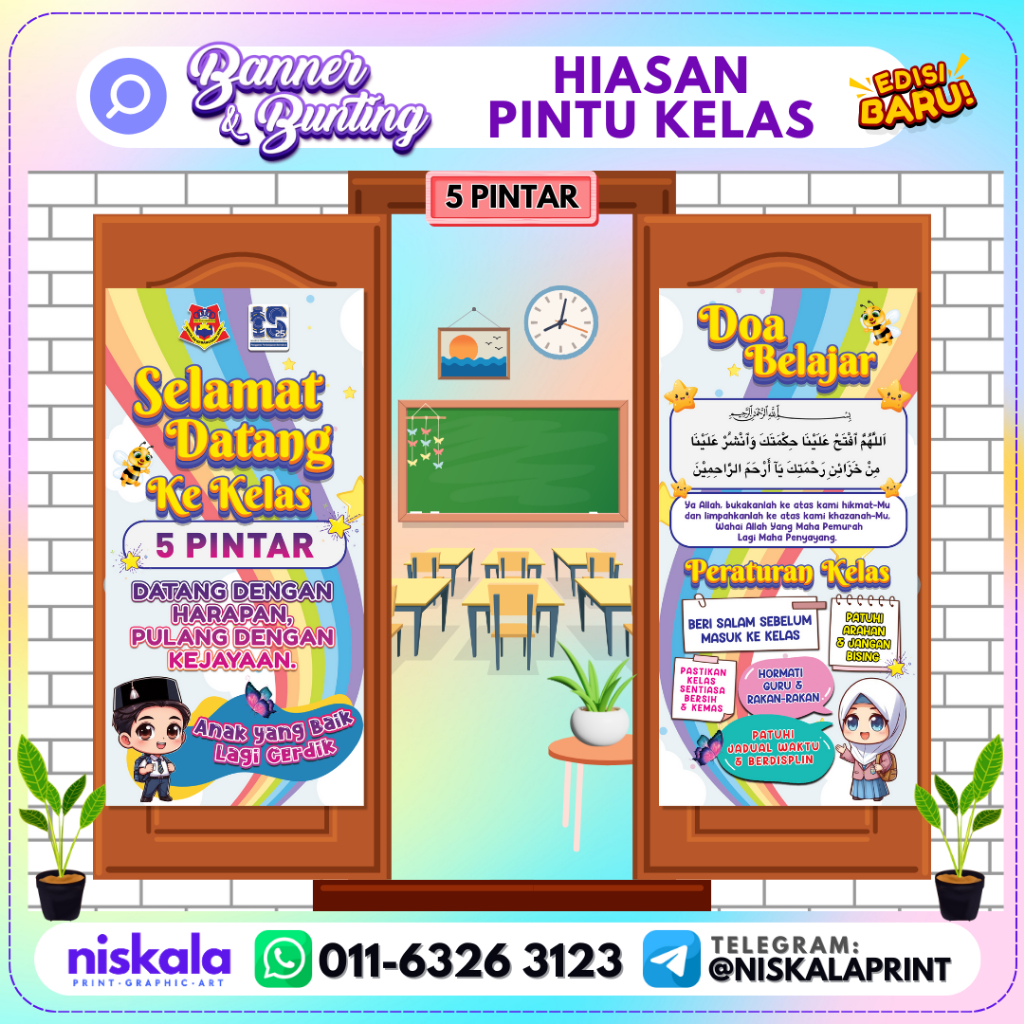 [ HIASAN KELAS ] BANNER PINTU KELAS | BUNTING PINTU KELAS | BANNER ...