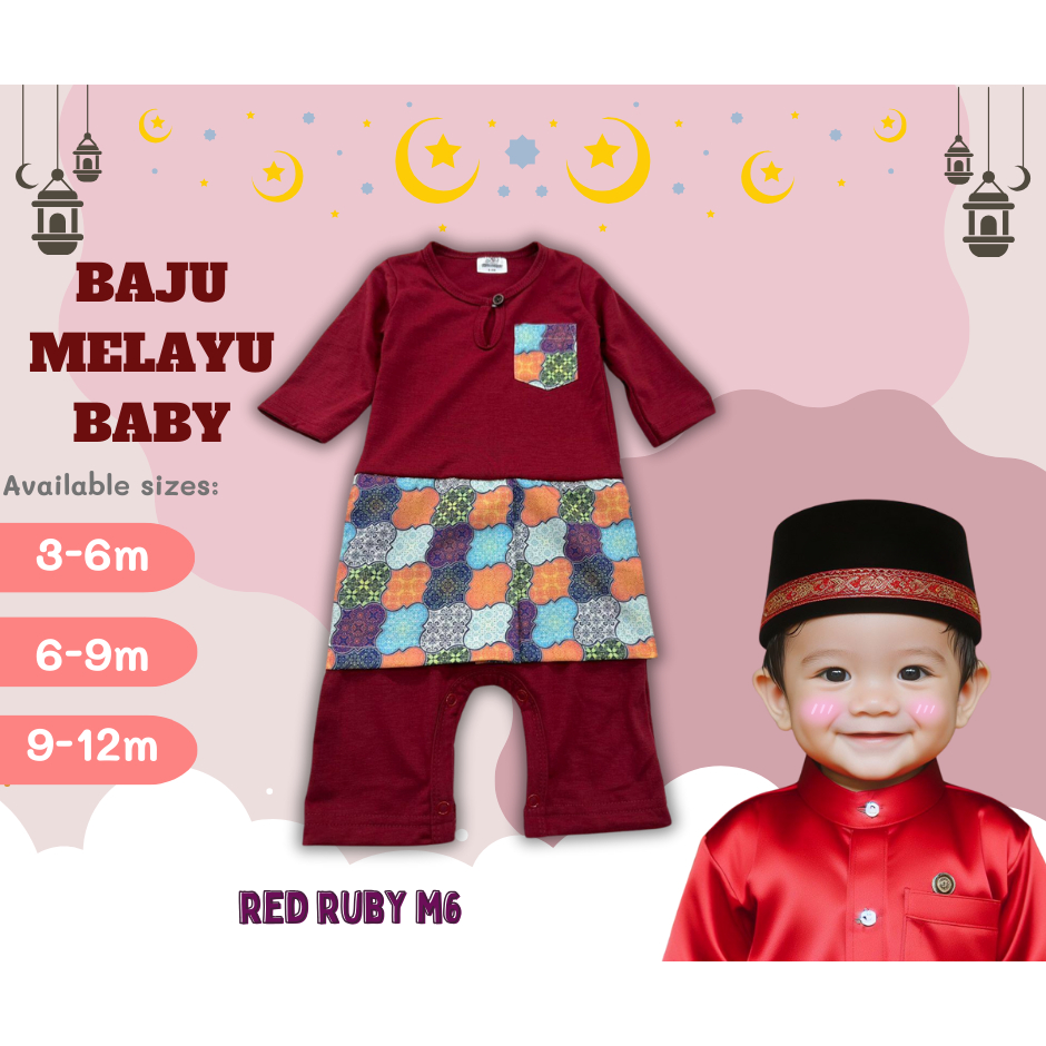 BAJU RAYA BABY BOY BAJU RAYA NEWBORN BAJU RAYA BABY RED MERAH DARK RED ...