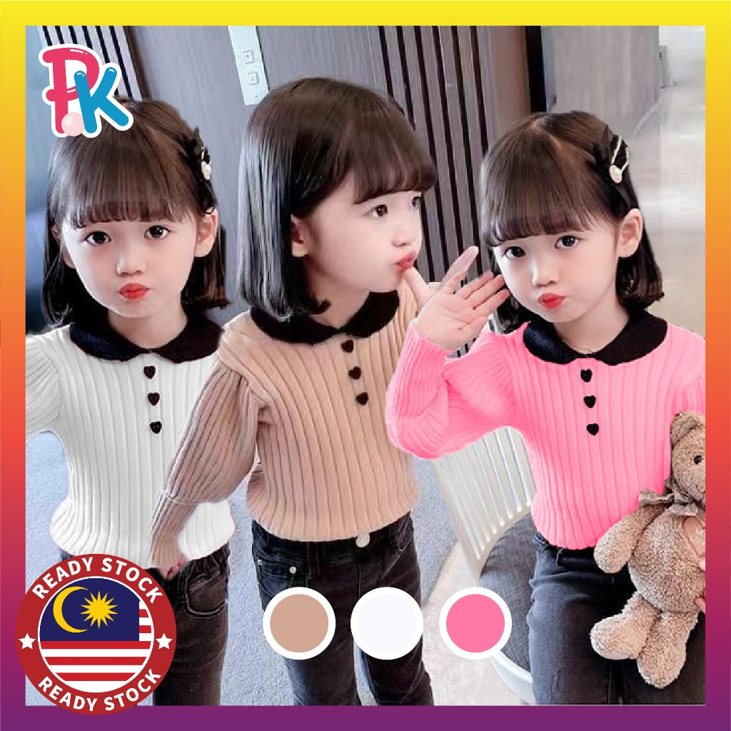 [2-8±yrs] Baju Budak Retro Ironless Cotton Girl Kids Shirt Blouse Top ...