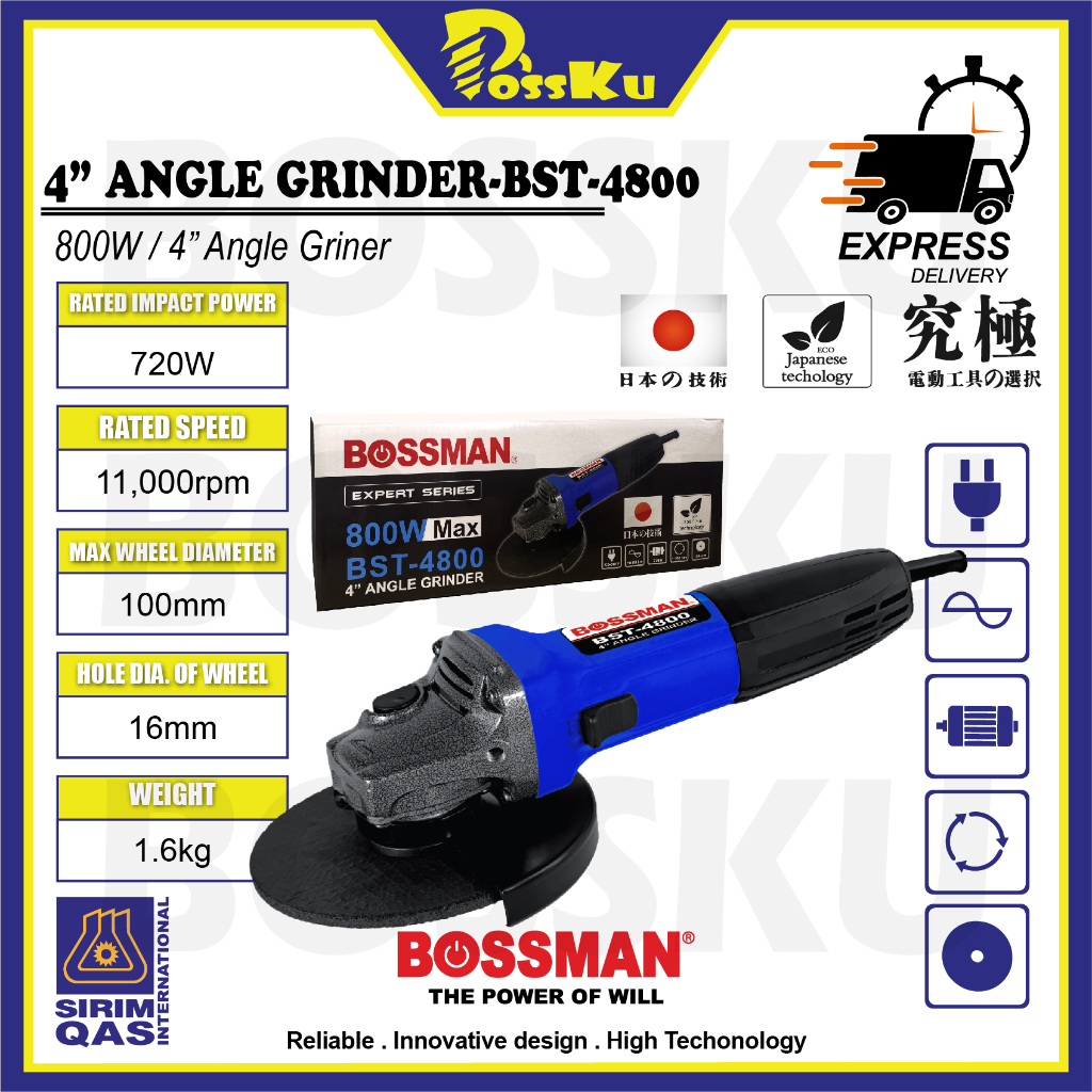 Bossman 4'' Machine Angle Grinder Expert Series Grinder Mesin Pengisar ...