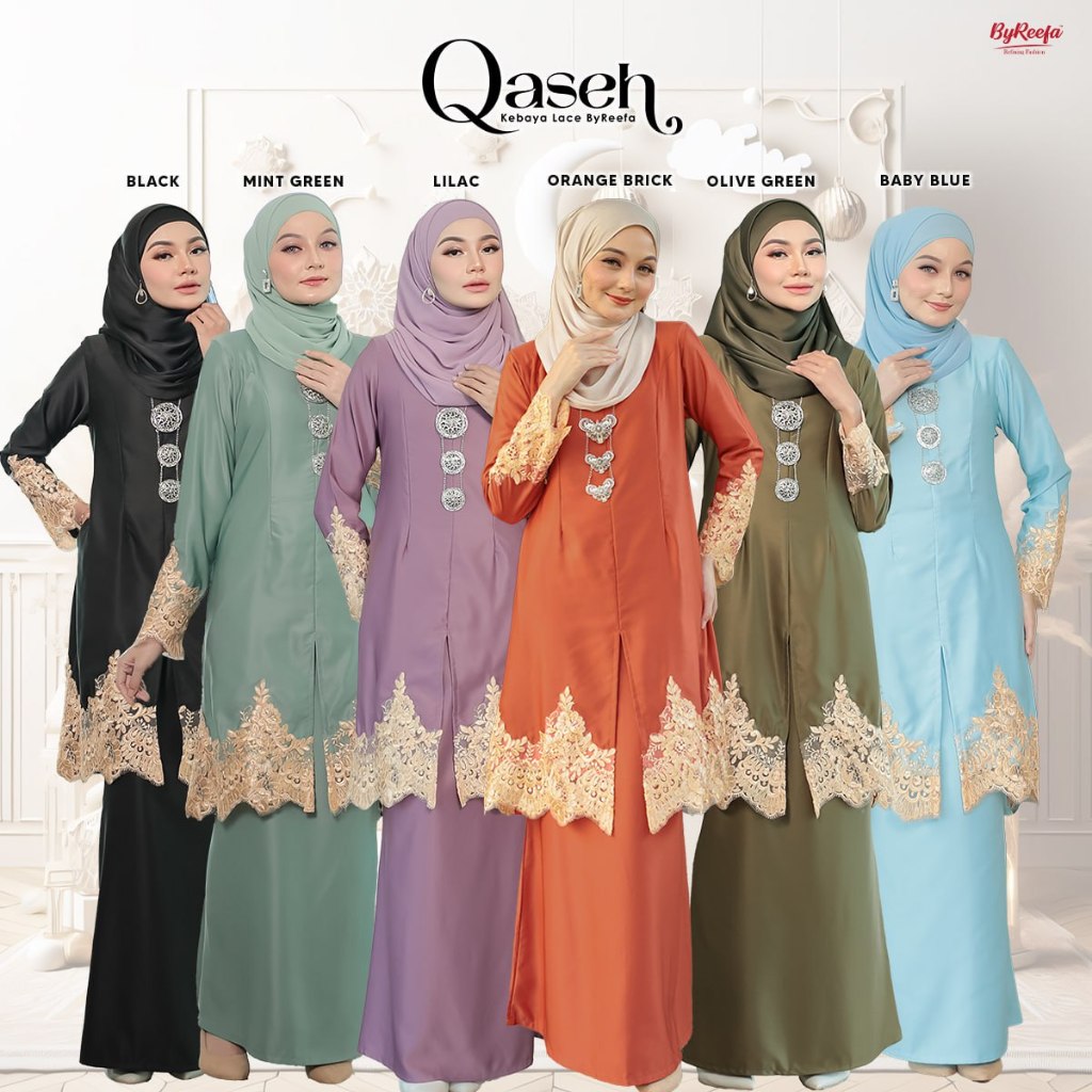 [Raya 2024] Kebaya Lace QASEH ByReefa Collection | Material Pearl Skin ...