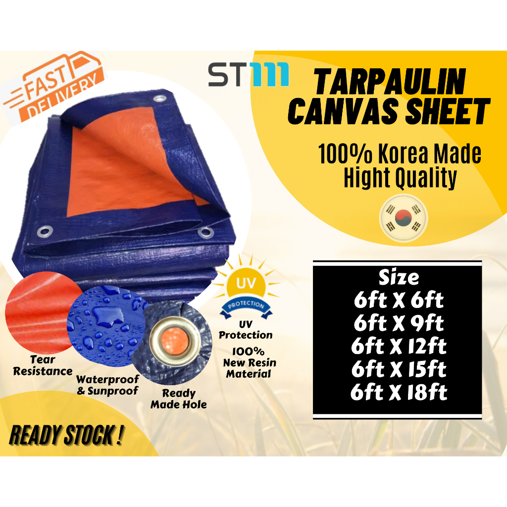 (OB)BLUE ORANGE WATERPROFF CANVAS TARPAULIN 6FT | Shopee Malaysia