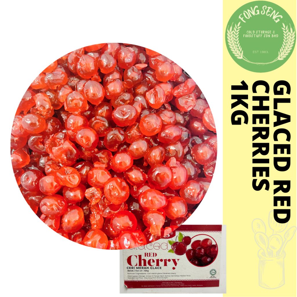Whole Glazed RED Cherry Cherries 1kg (Repacked) (Ceri Merah Glace ...