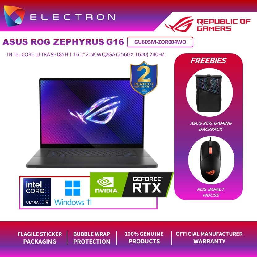Asus ROG Zephyrus G16 GU605M-ZQR004WO 16'' 2.5K+ 240Hz Gaming Laptop ...