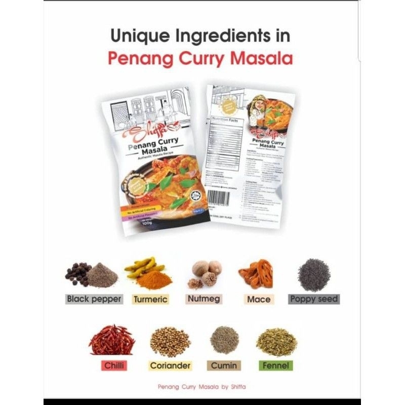 Penang Curry Masala Rempah Shifa Ketam,Udang dan Sotong 100g | Shopee ...