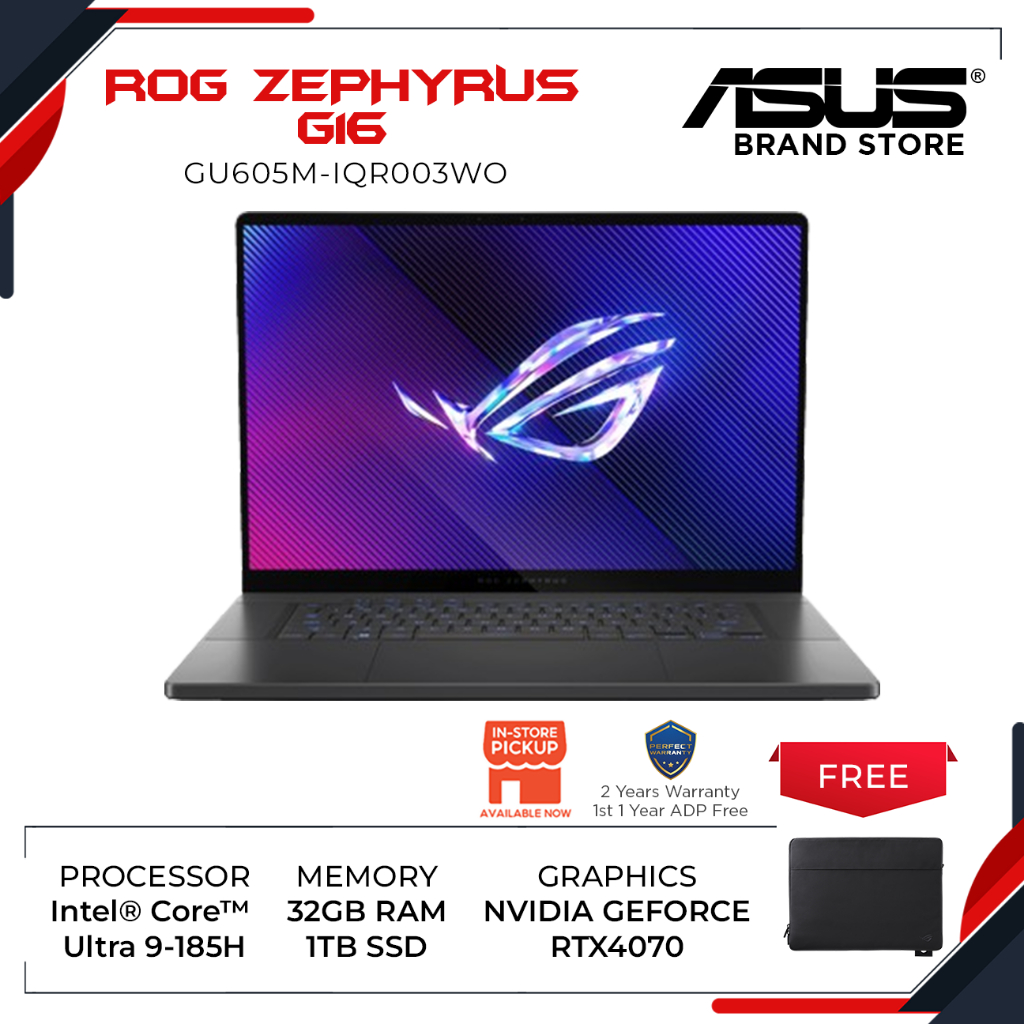 Asus ROG Zephyrus G16 | GU605M-IQR003WO 16'' 2.5K+ 240Hz Gaming Laptop ...