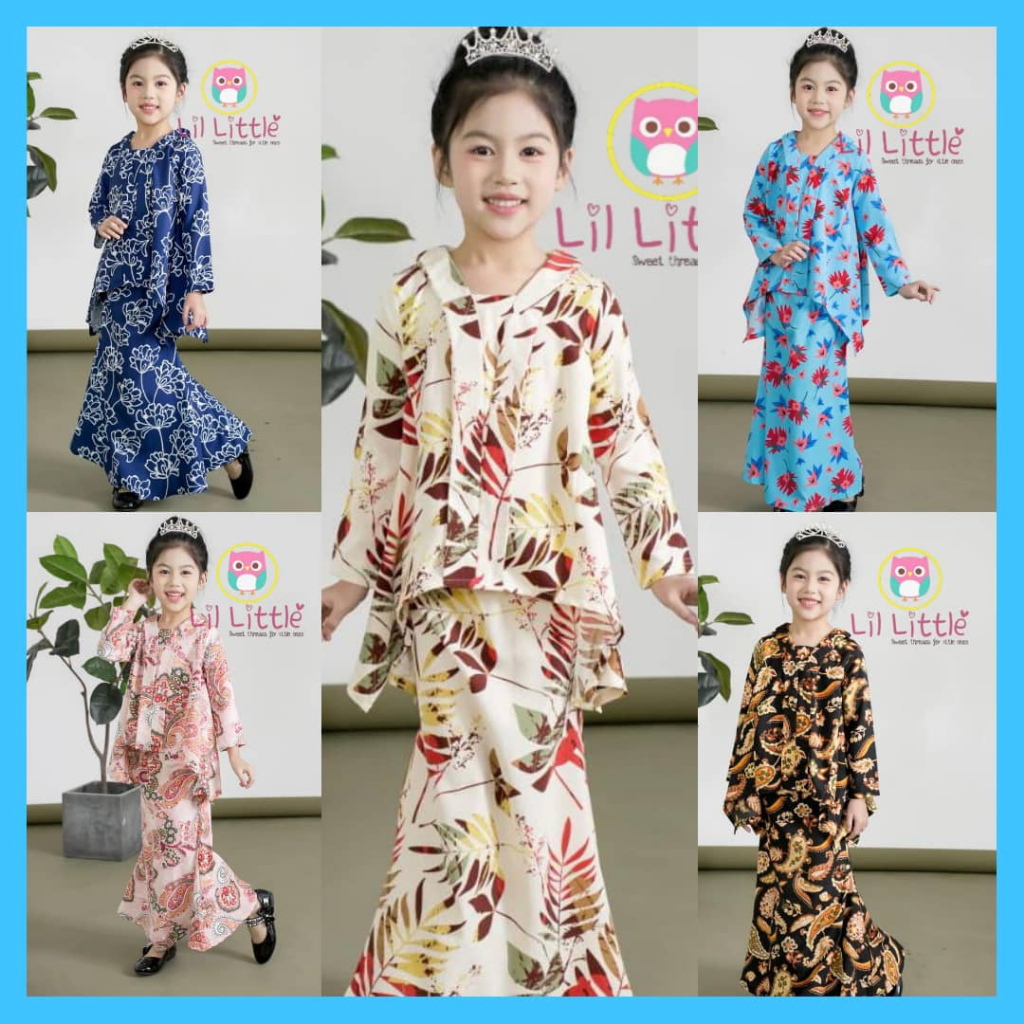 Lil Little Baju Kurung Kebaya Cotton Corak Batik/Bunga Budak Baju Raya ...