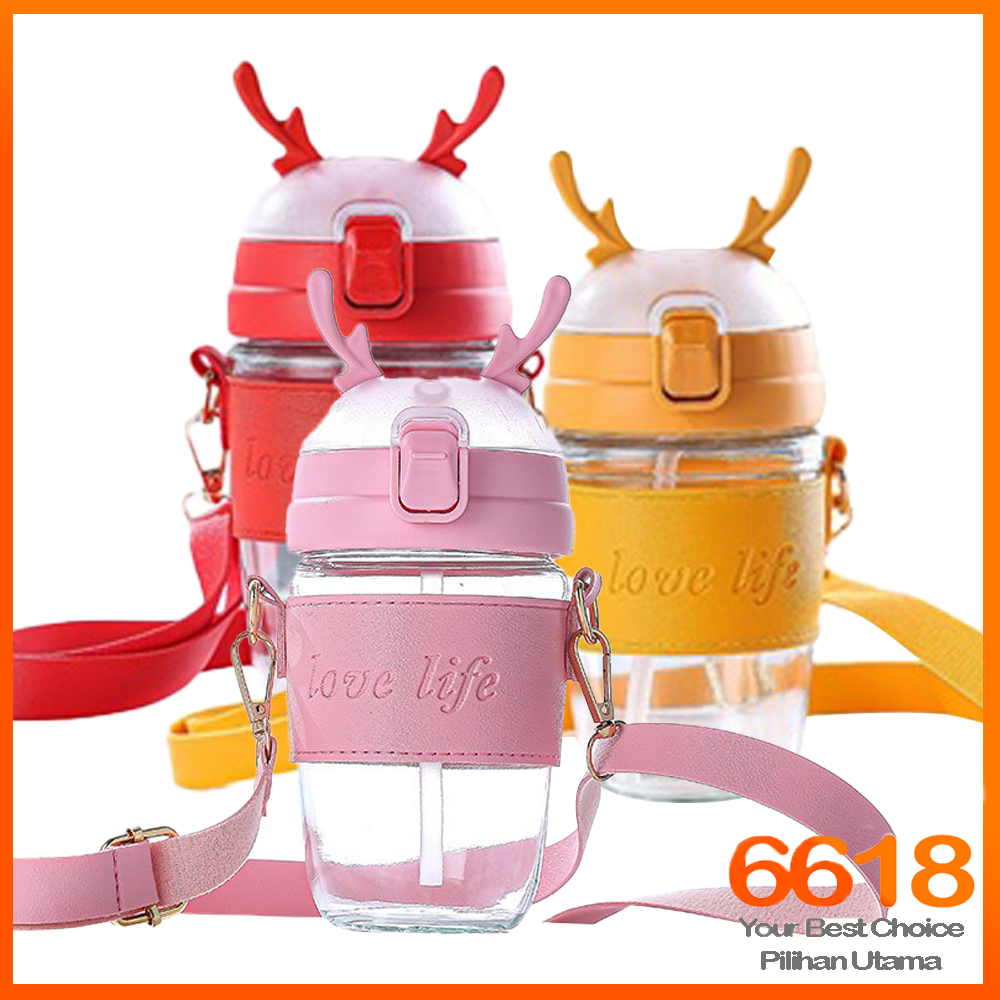 [450ml] Cawan Kaca Corak Rusa Botol Air Kanak-kanak Tanduk Rusa dengan ...