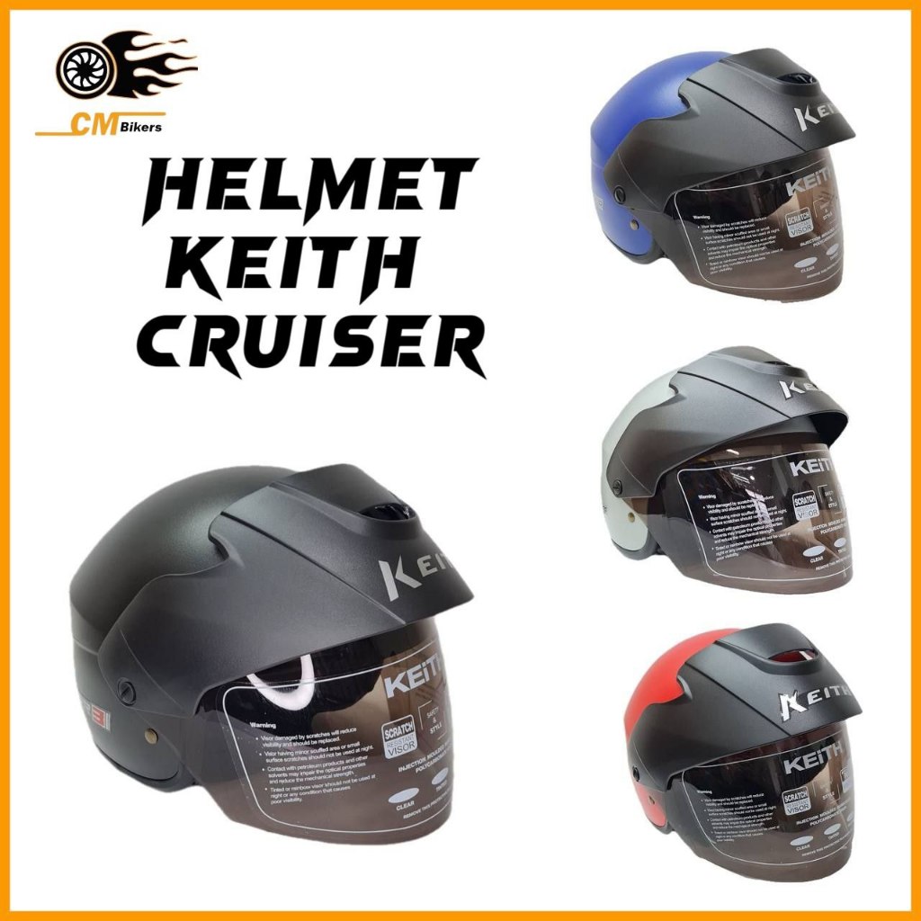 Ready Stock KH Keith Cruiser Helmet With Tinted Visor Half Cut Kura ...